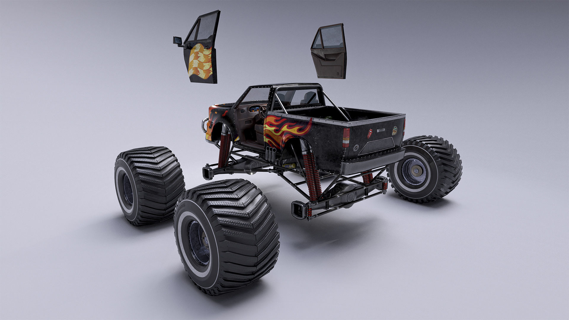 3D model Monster Truck Full Rig Unity and Unreal Engine 4 VR / AR / low ...