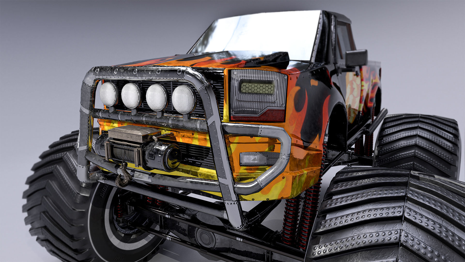 3D model Monster Truck Full Rig Unity and Unreal Engine 4 VR / AR / low ...