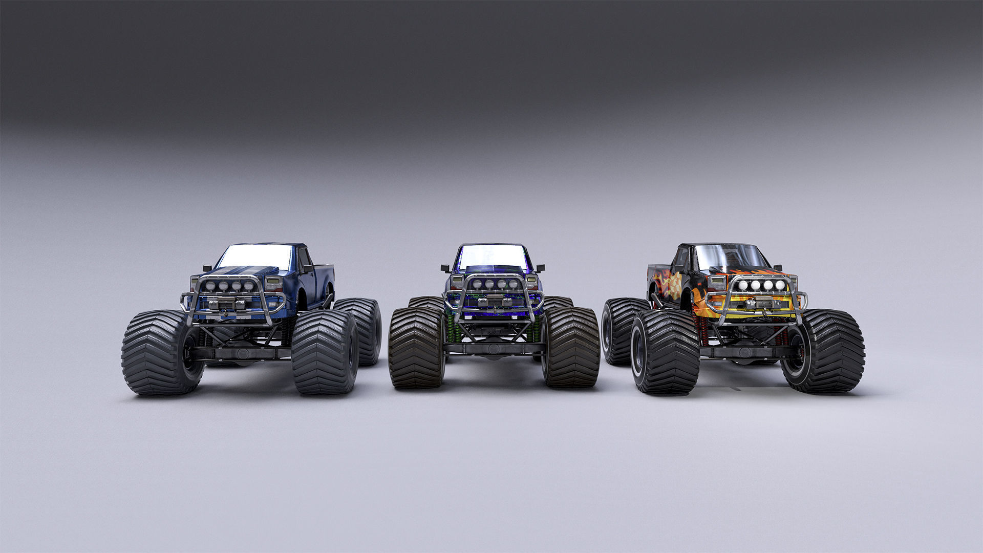 3D model Monster Truck Full Rig Unity and Unreal Engine 4 VR / AR / low ...