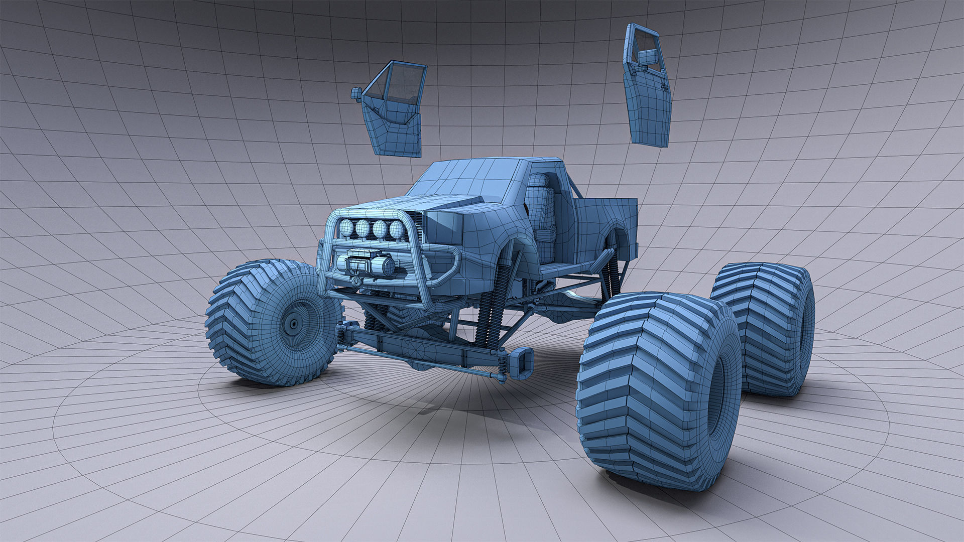 3D model Monster Truck Full Rig Unity and Unreal Engine 4 VR / AR / low ...