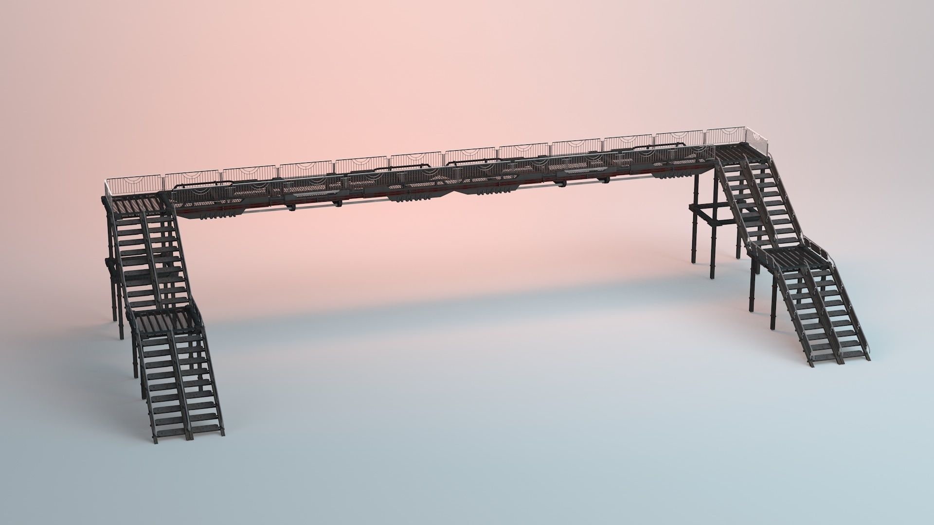 3D model Overpass Pedestrian Road Crossing Bridge VR / AR / low-poly ...