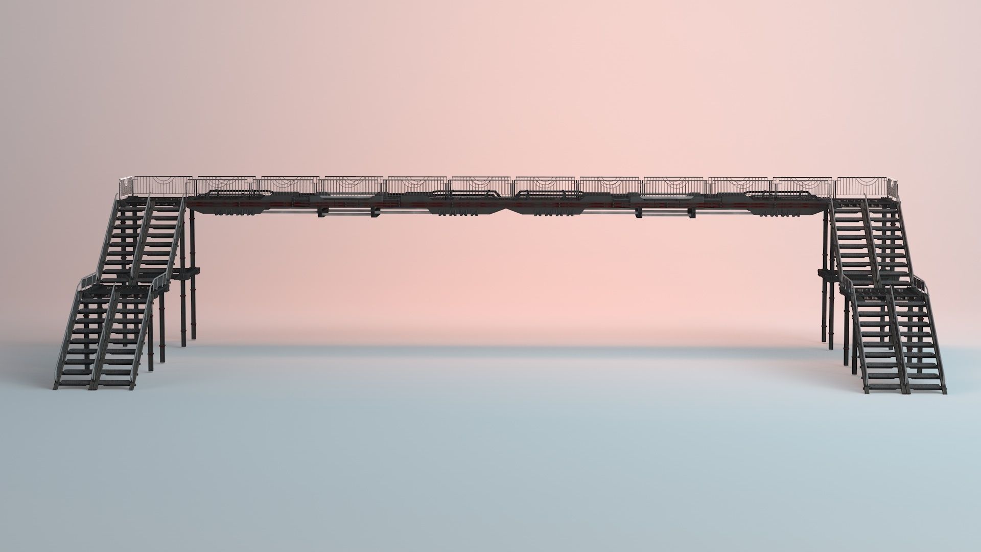 3D model Overpass Pedestrian Road Crossing Bridge VR / AR / low-poly ...