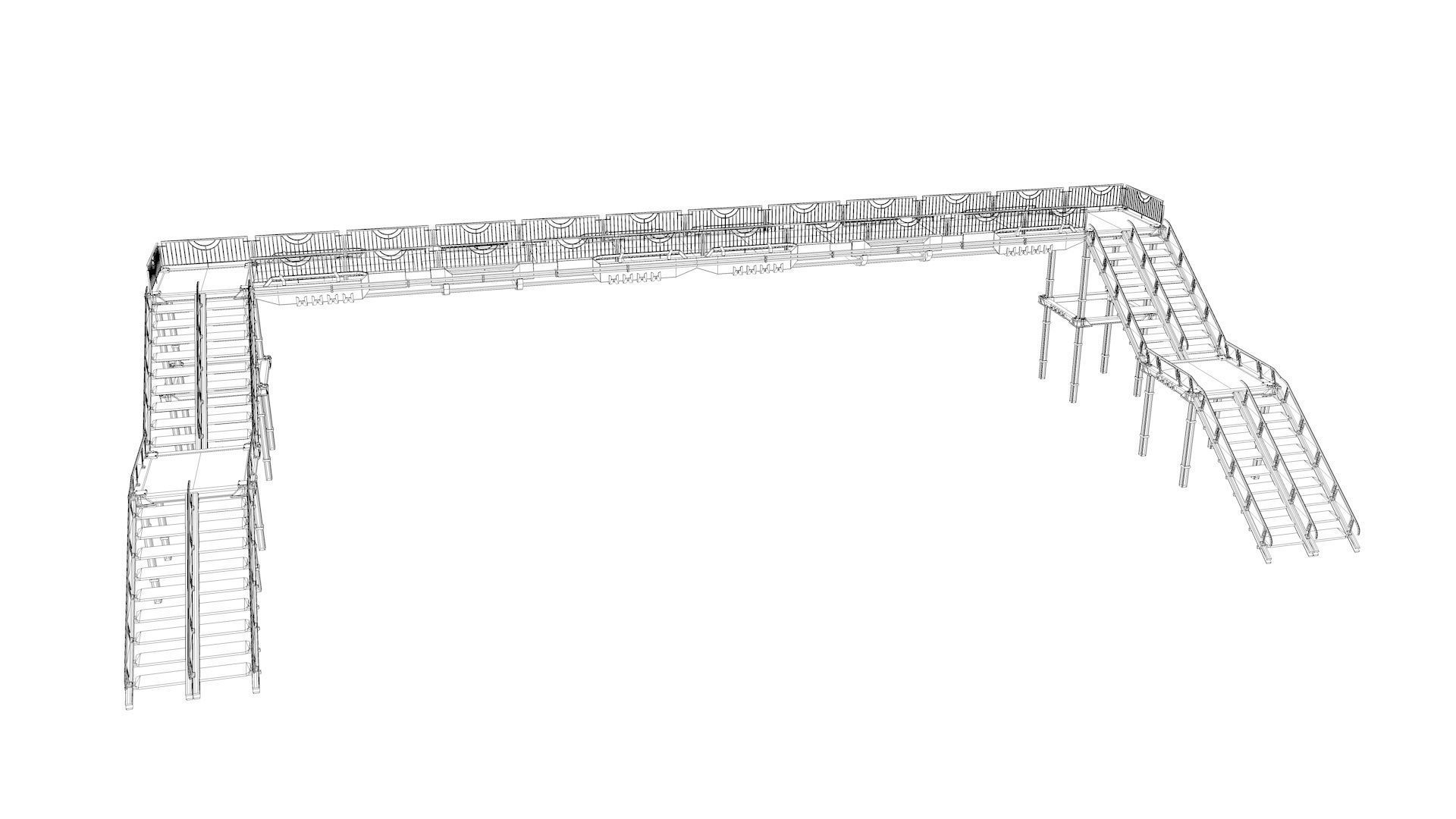 3D model Overpass Pedestrian Road Crossing Bridge VR / AR / low-poly ...