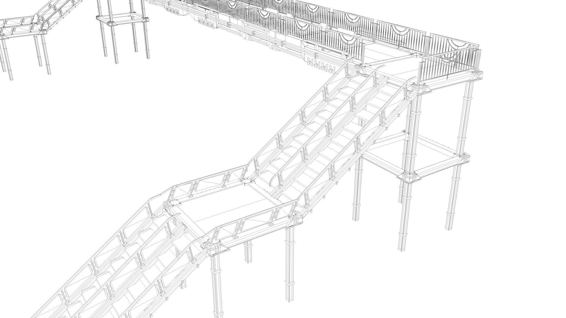 3D model Overpass Pedestrian Road Crossing Bridge VR / AR / low-poly ...