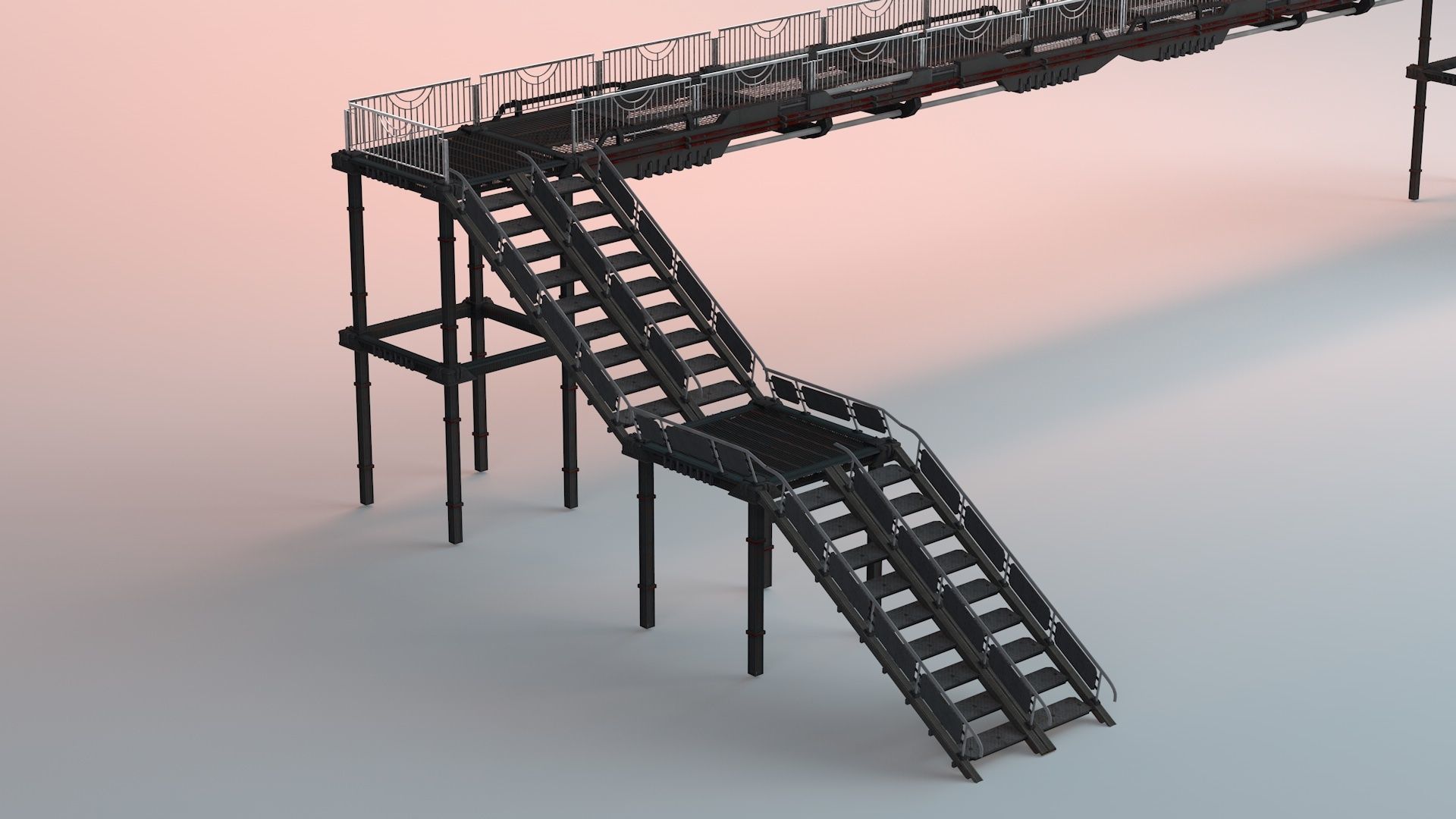 3D model Overpass Pedestrian Road Crossing Bridge VR / AR / low-poly ...