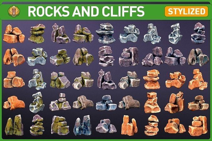 3D model Stylized Cliffs and Rock Bundle VR / AR / low-poly | CGTrader