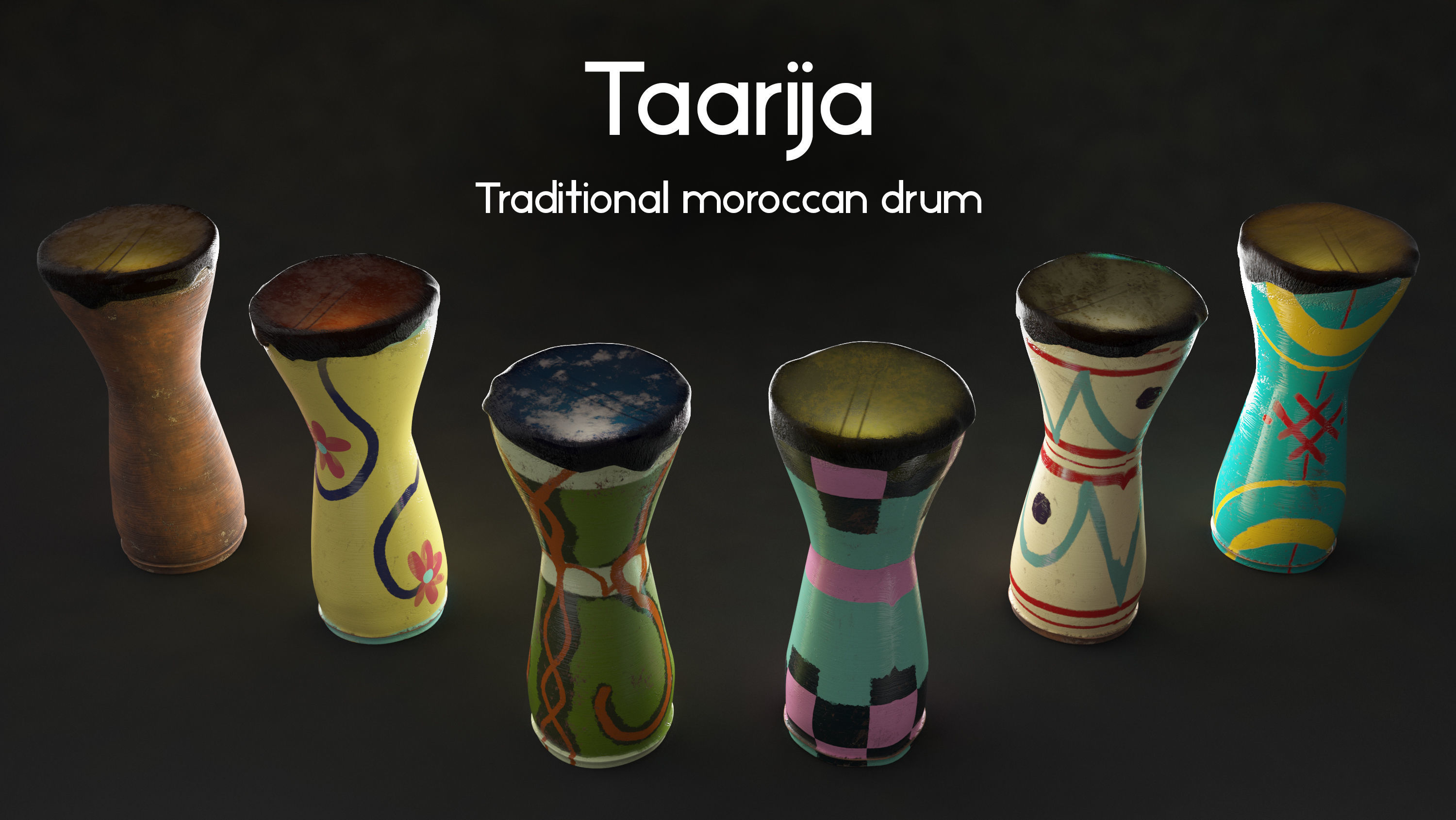 3D model Taarija traditional moroccan drum VR / AR / low-poly | CGTrader