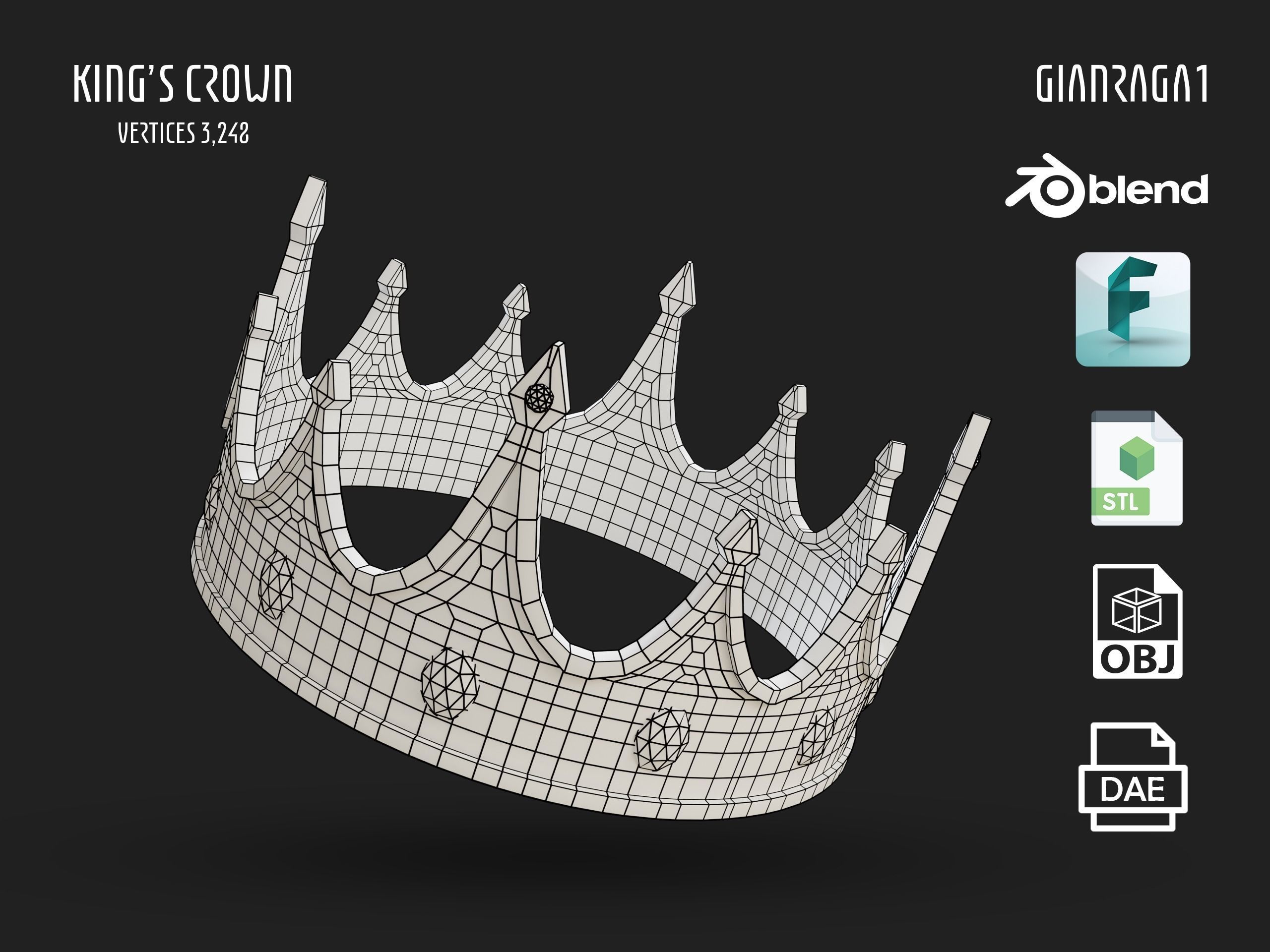 3D model King Crown VR / AR / low-poly | CGTrader