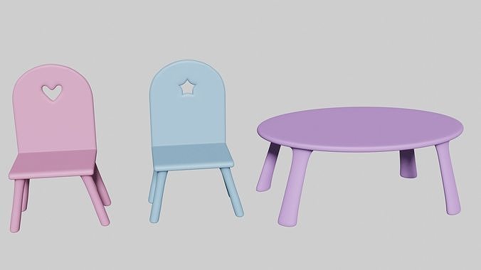 Children chair and table PBR free VR / AR / low-poly 3D model | CGTrader
