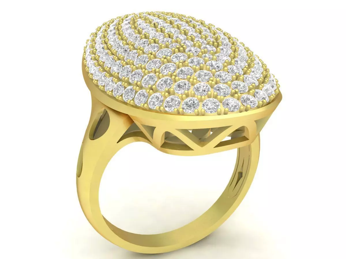 Elegant Oval Pave Ring for Women 3513 3D model 3D printable | CGTrader