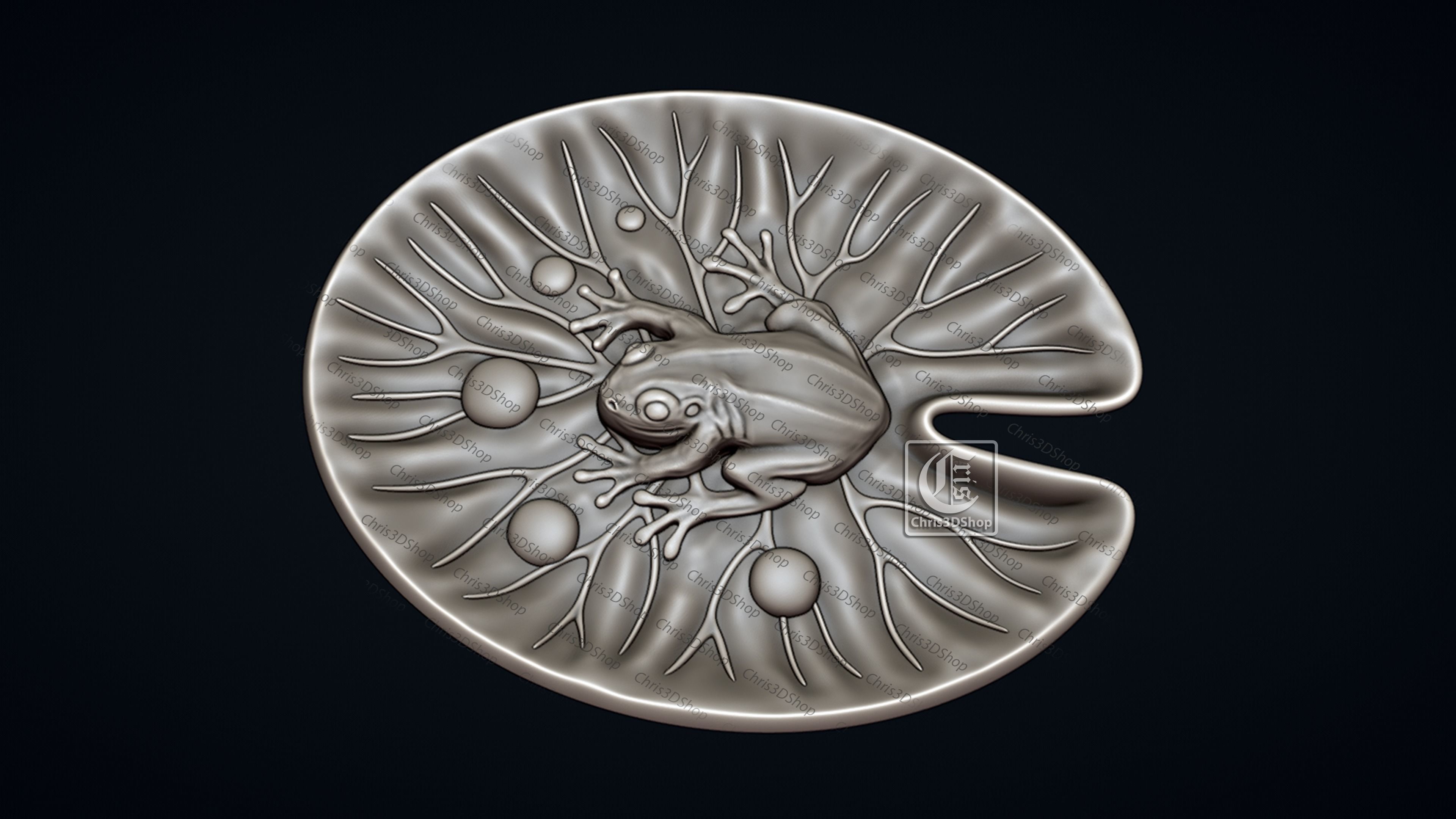 Frog on Lotus Leaf Tray - STL model for CNC 3D model | CGTrader