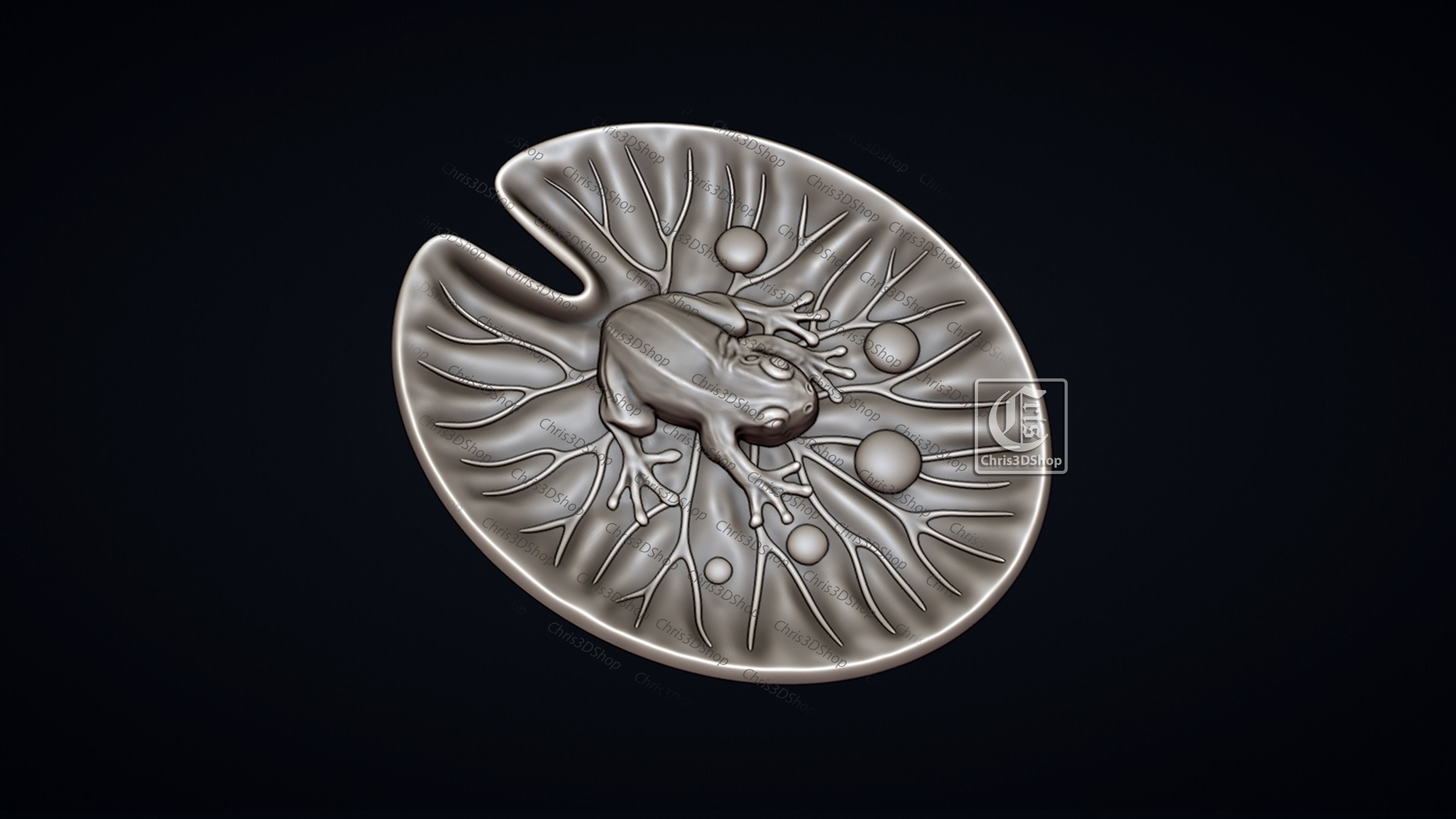 Frog on Lotus Leaf Tray - STL model for CNC 3D model | CGTrader