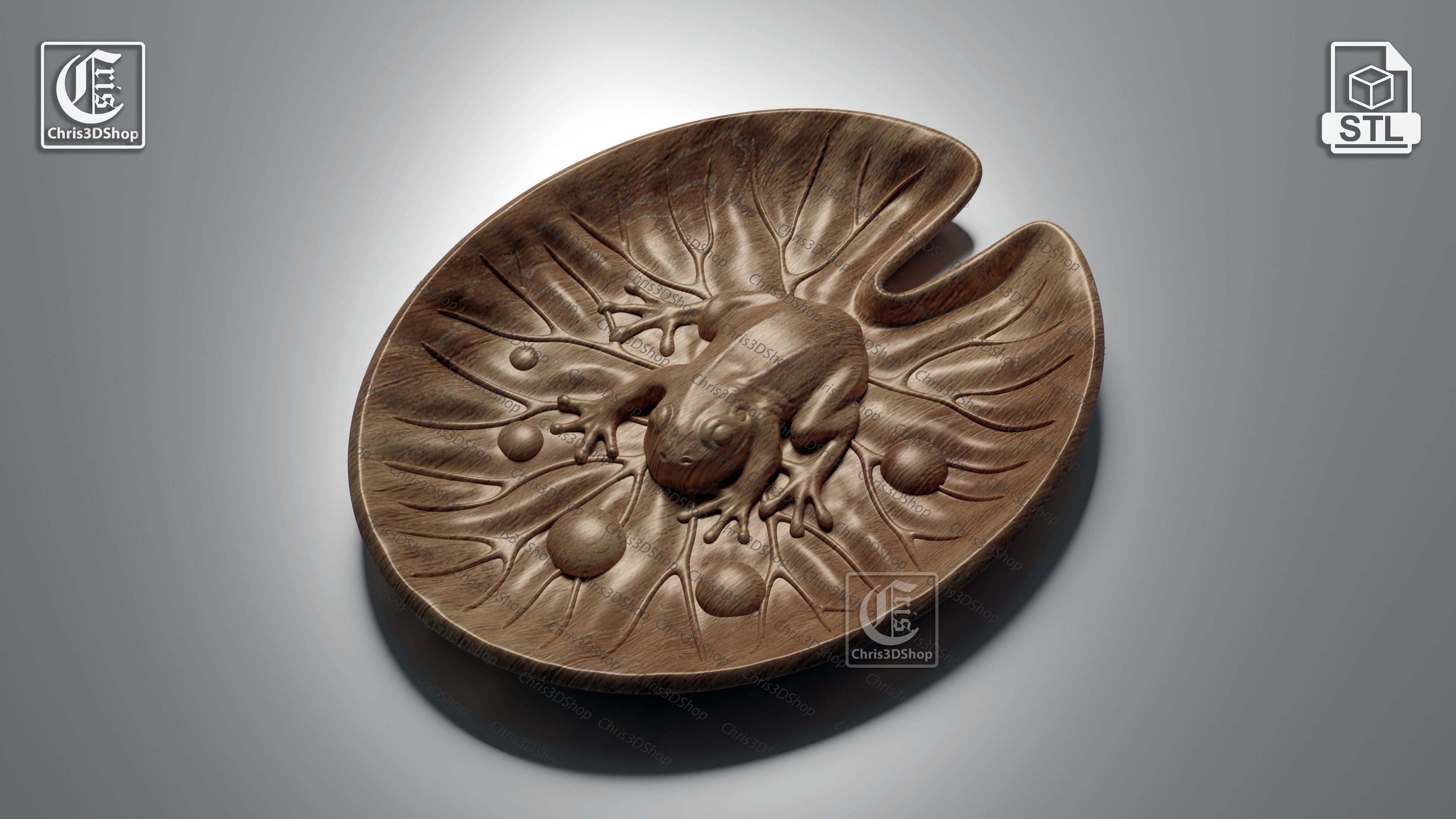 Frog on Lotus Leaf Tray - STL model for CNC 3D model | CGTrader