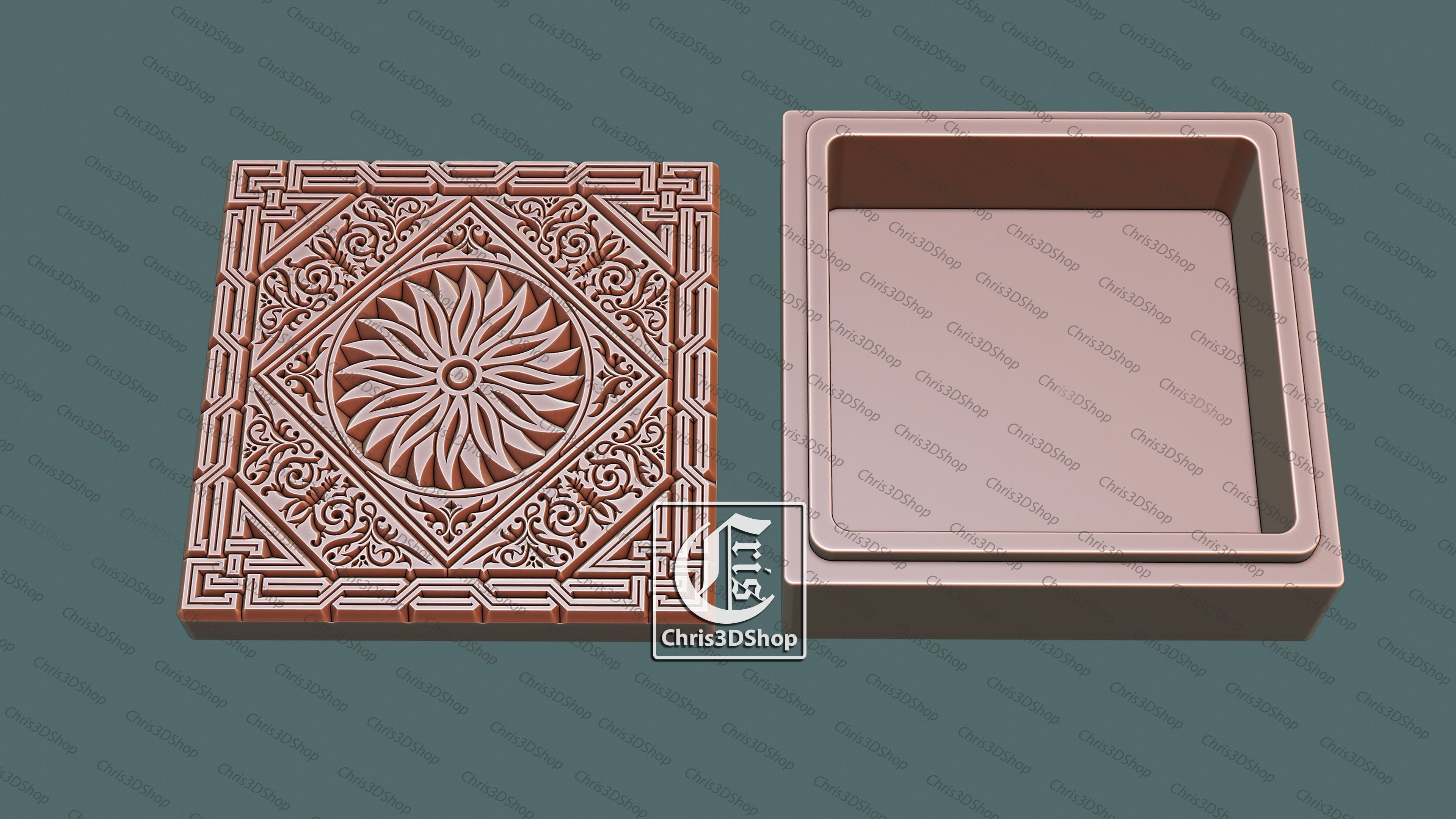 V-Carved Square Jewelry Box - CNC Files 3D model | CGTrader