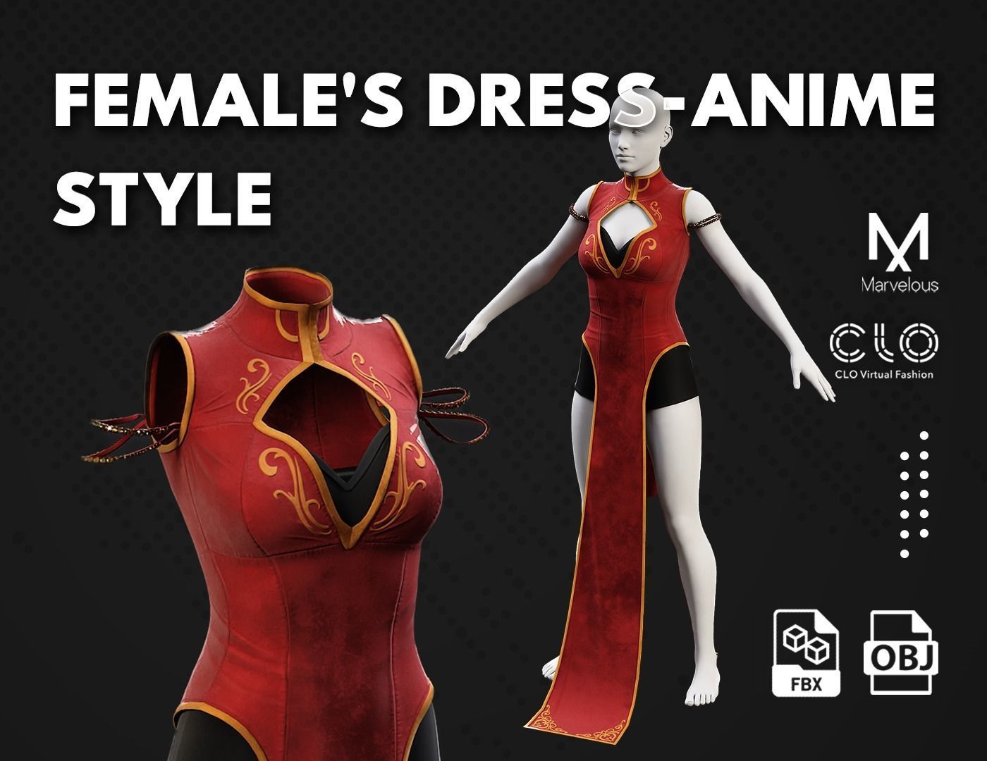 3D model Low Poly Women dress Anime style VR / AR / low-poly | CGTrader
