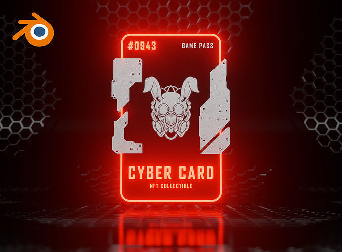 CYBER punk card template for Blender Eevvee render 3D model animated ...