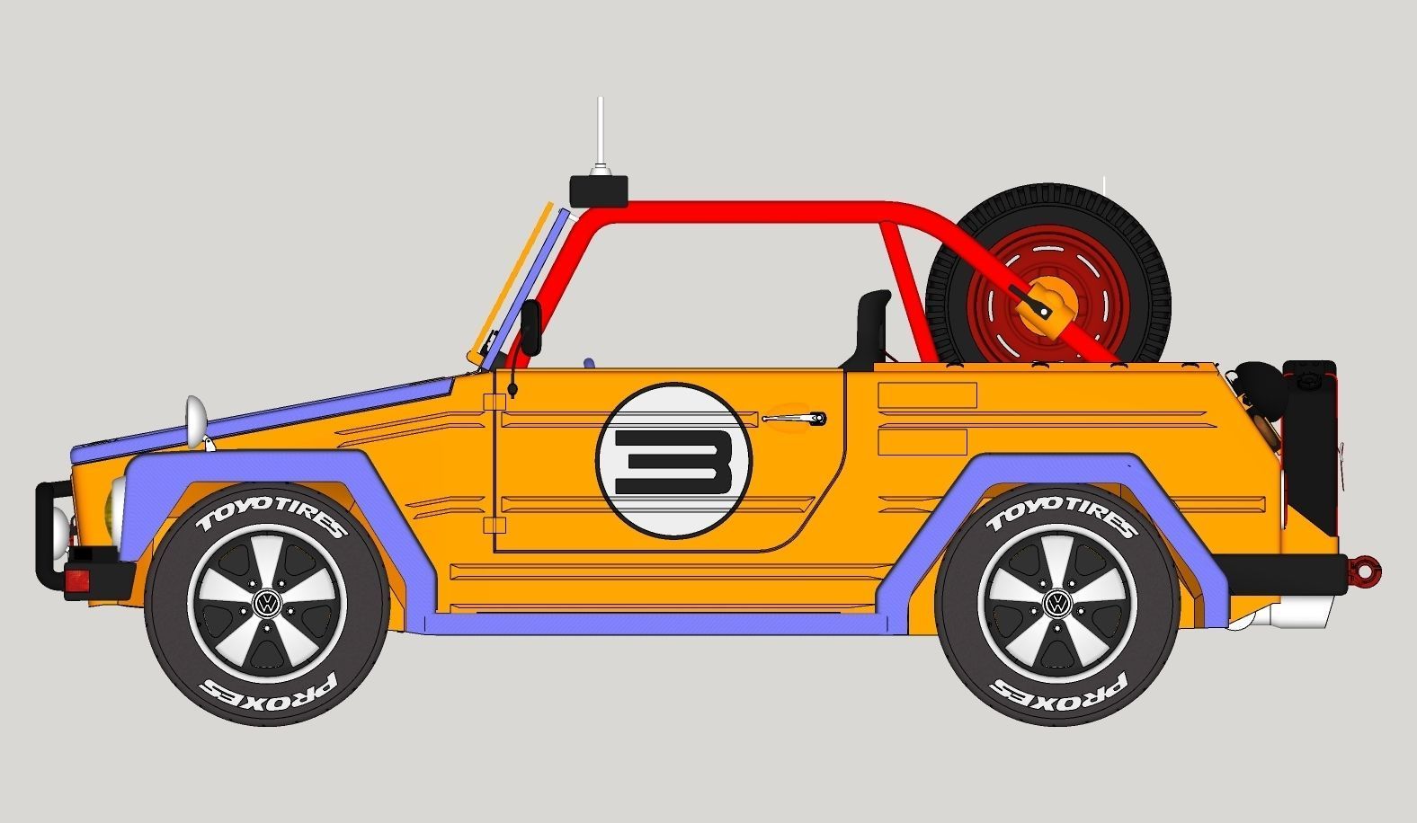 Volkswagen Safari -Thing- modified 3D model | CGTrader