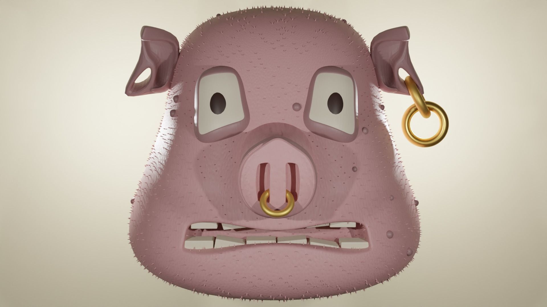 worried pig face 3D model | CGTrader