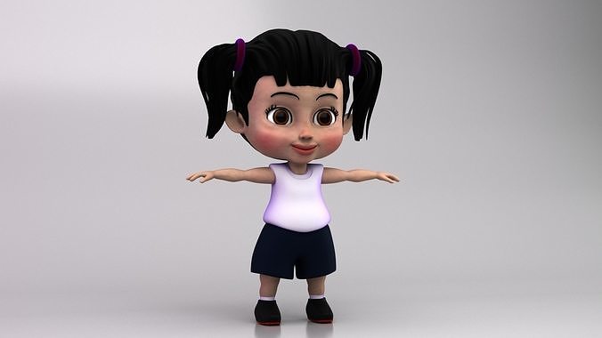 Cute Girl 3d Cartoon Model 3D model | CGTrader