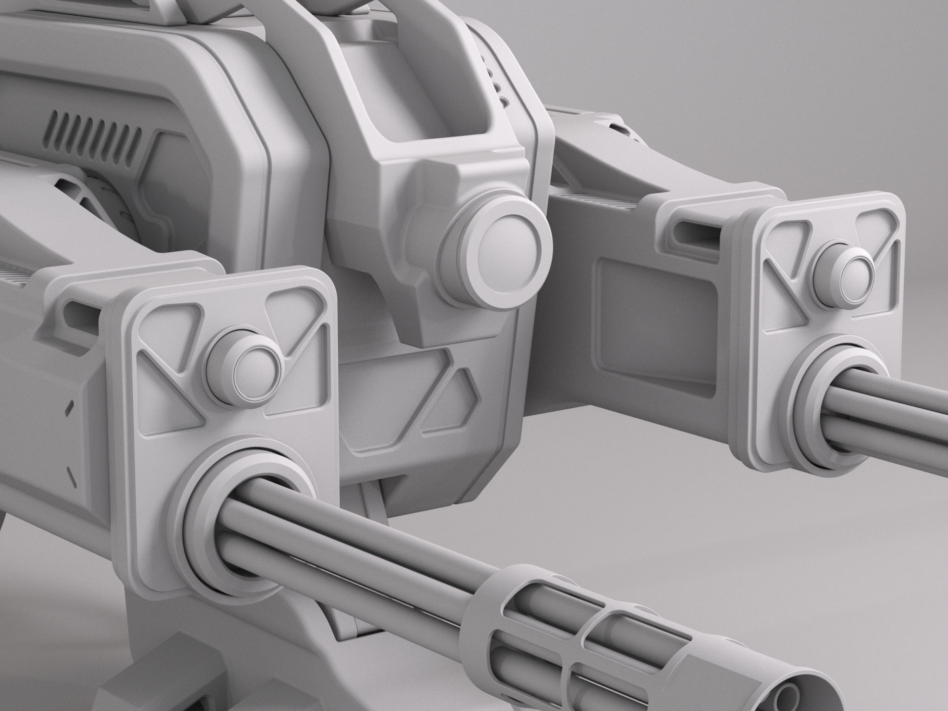 Sci Fi Machine Gun Turret Minigun Military Weapon Robot 3D model | CGTrader