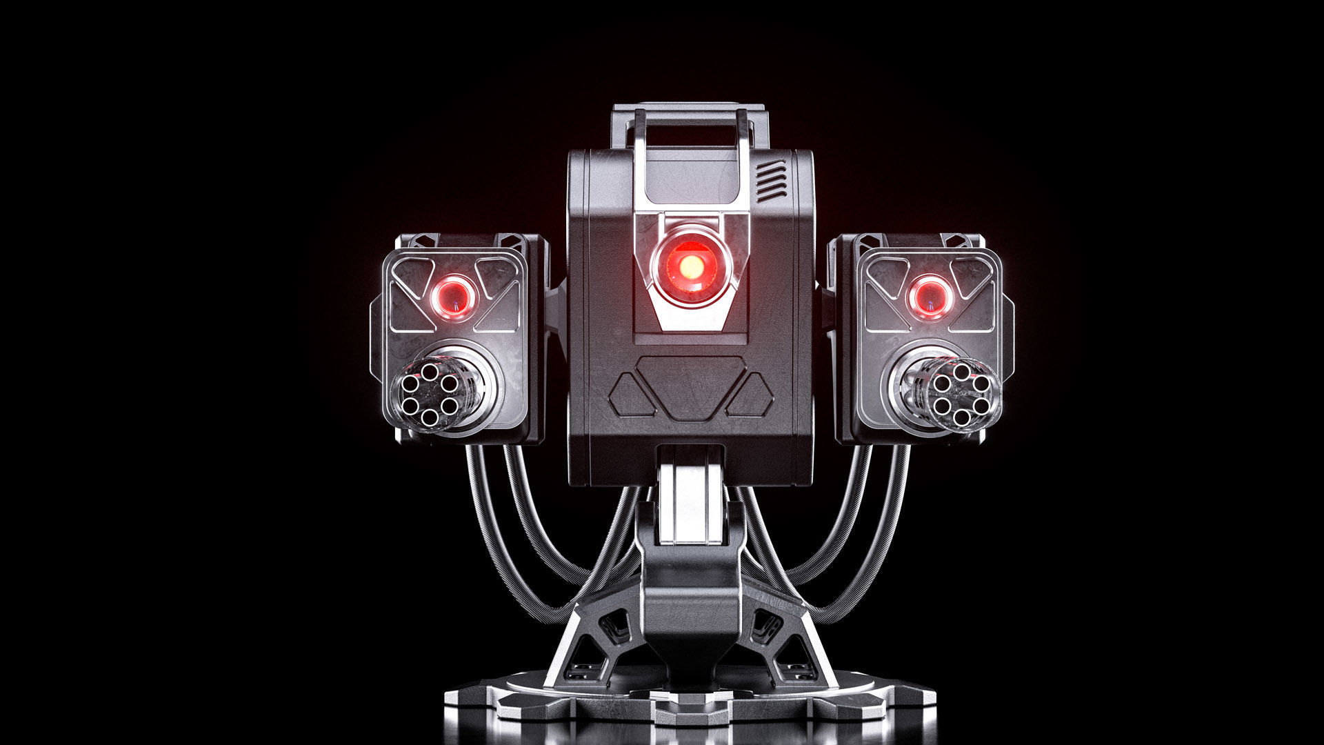 Sci Fi Machine Gun Turret Minigun Military Weapon Robot 3D model | CGTrader