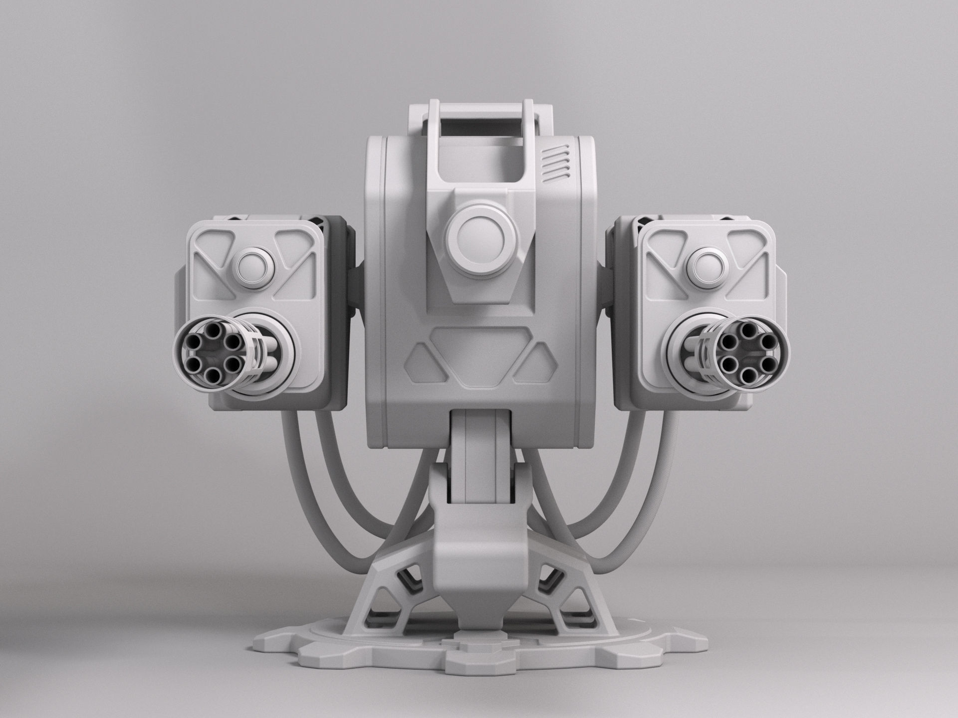 Sci Fi Machine Gun Turret Minigun Military Weapon Robot 3D model | CGTrader