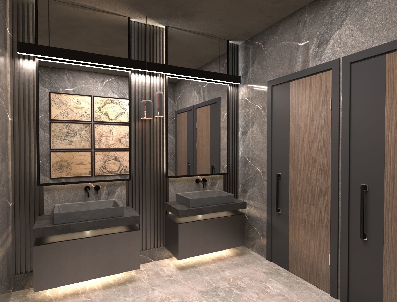 RESTAURANT RESTROOM DESIGN 3D model | CGTrader