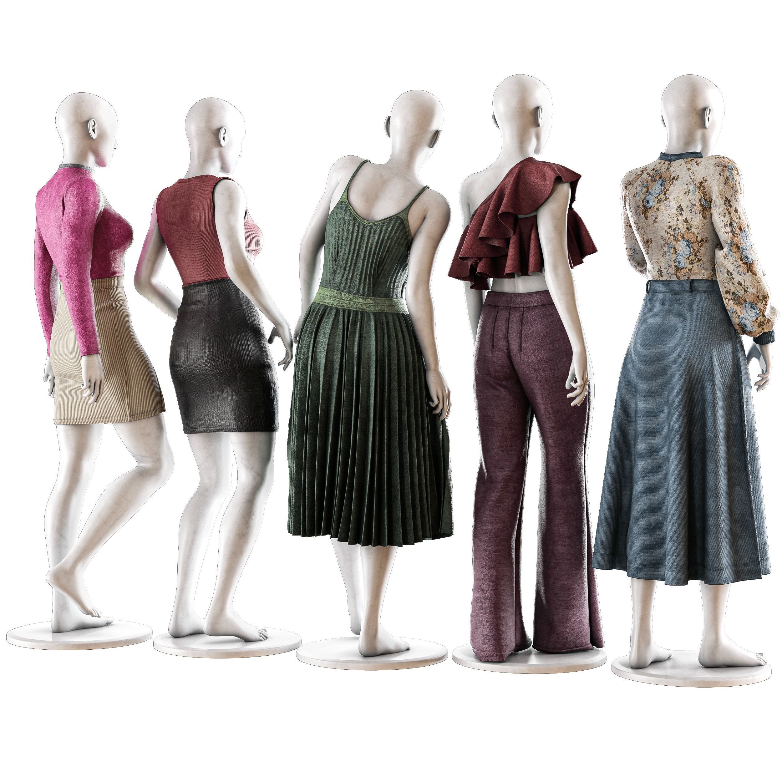 3D model Female mannequins with clothes PBR low poly 4k vol 01 VR / AR ...