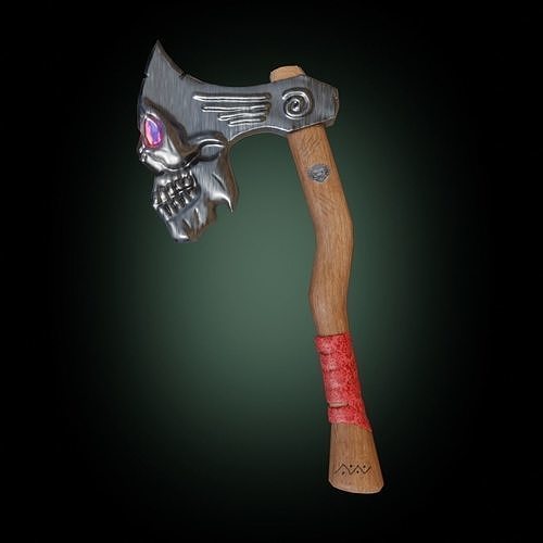 3D model Stylized skull axe PBR low-poly game ready VR / AR / low-poly ...