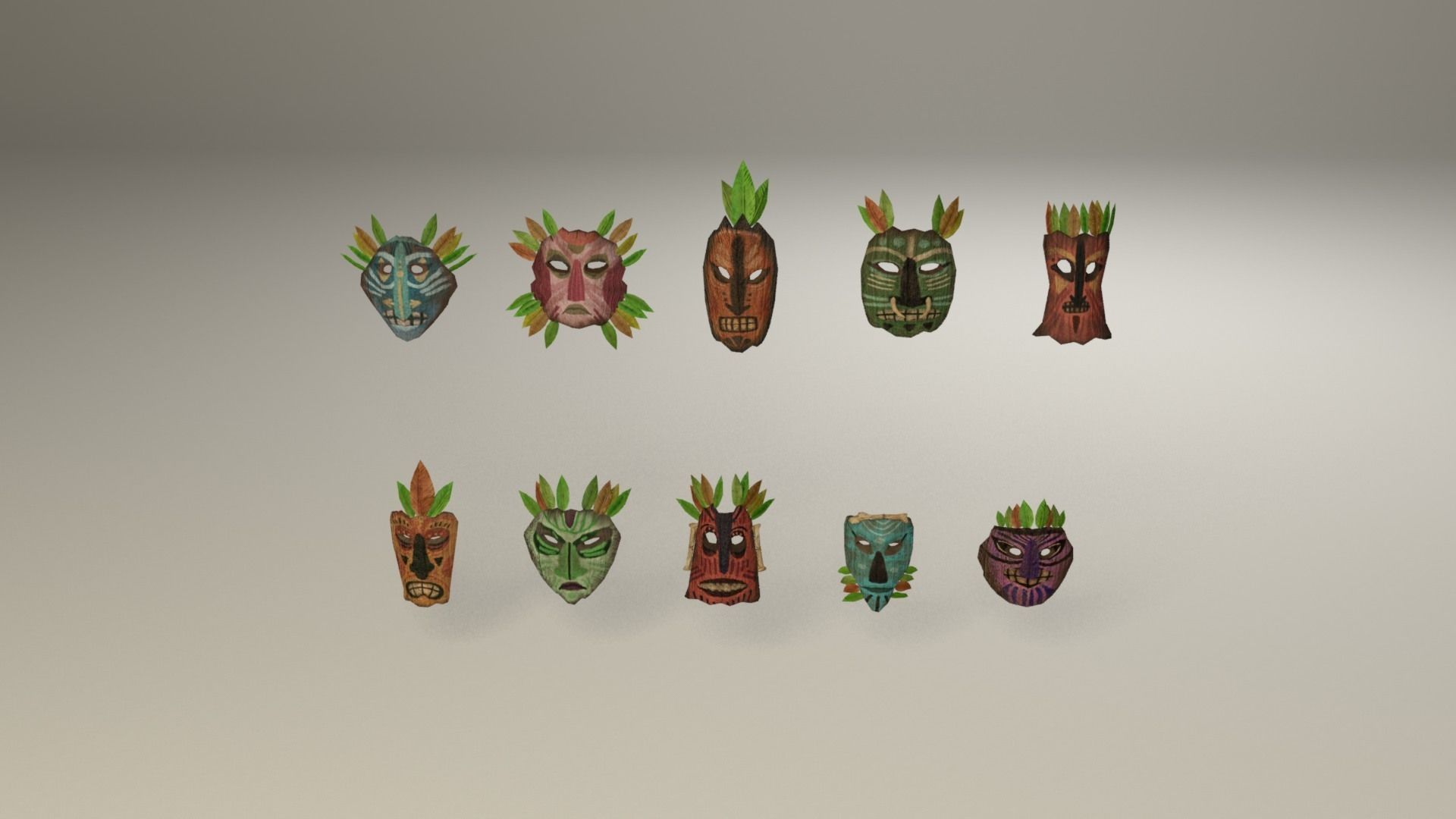 3D model Indigenous wood masks VR / AR / low-poly | CGTrader