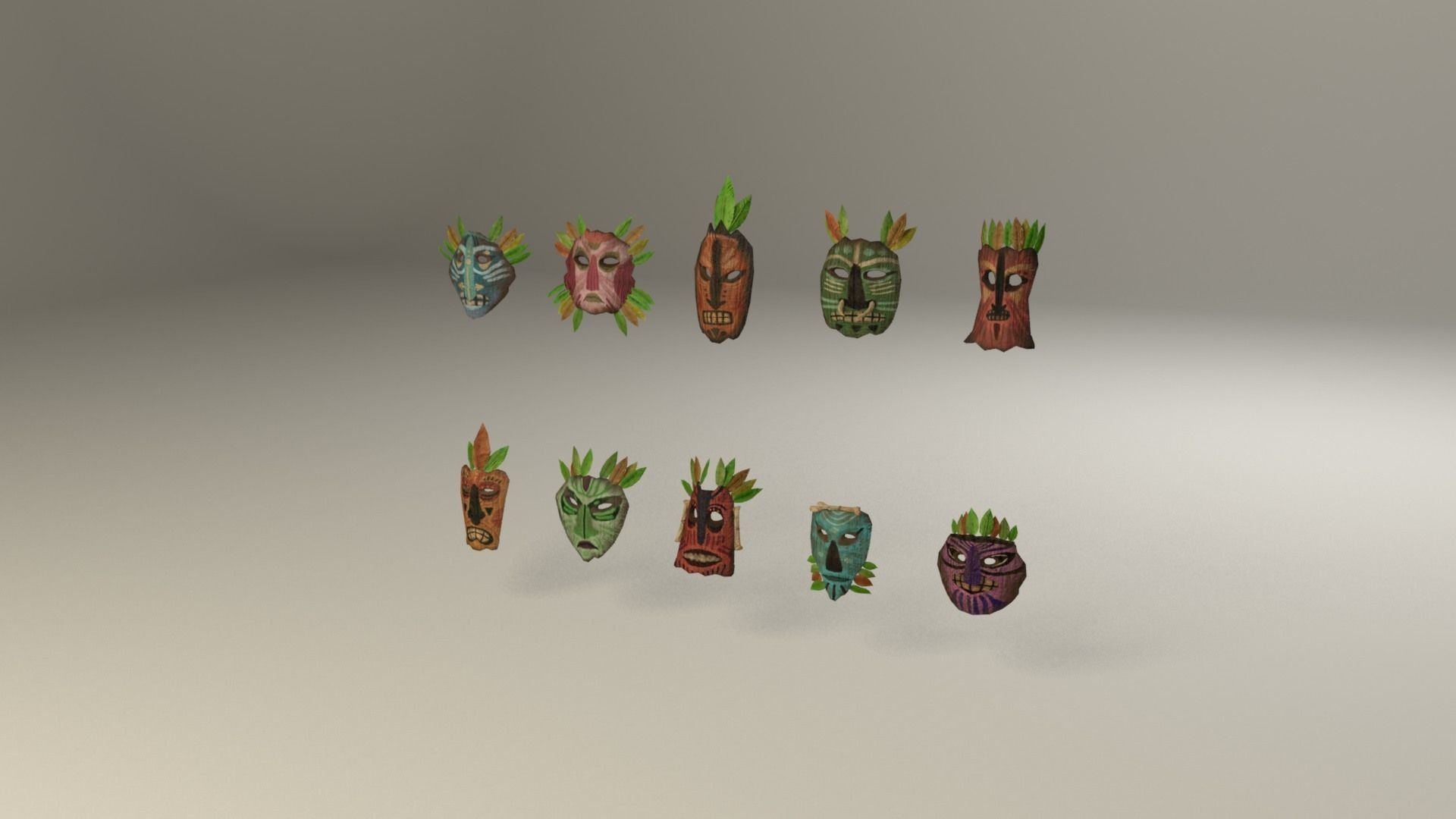 3D model Indigenous wood masks VR / AR / low-poly | CGTrader
