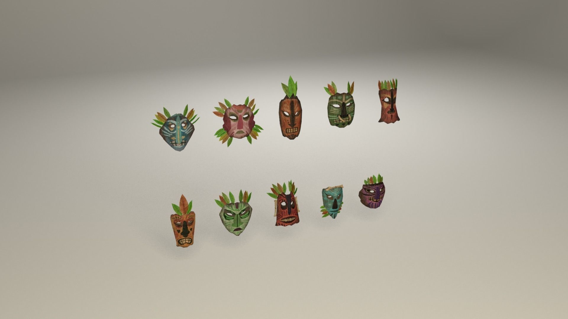 3D model Indigenous wood masks VR / AR / low-poly | CGTrader