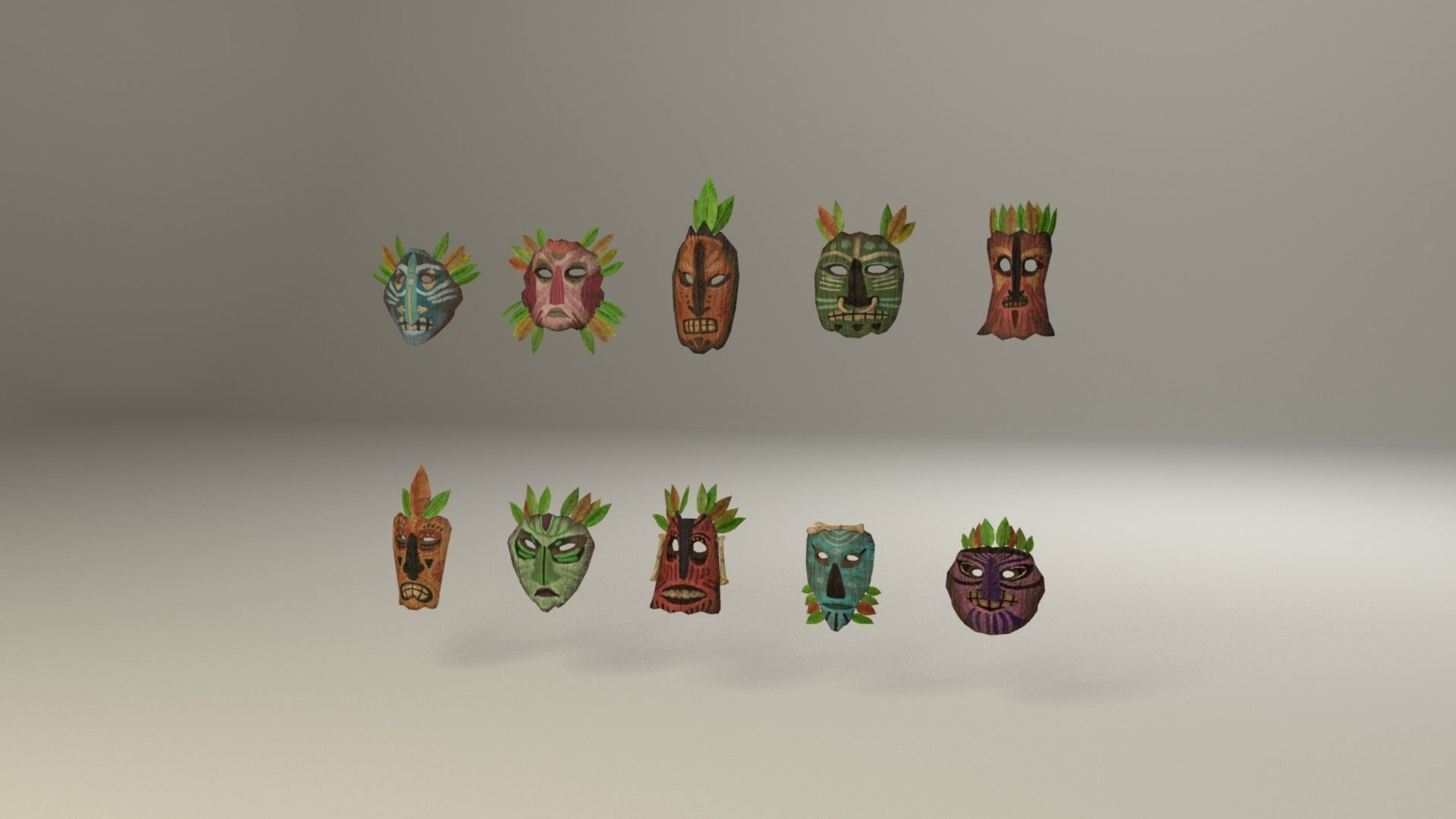 3D model Indigenous wood masks VR / AR / low-poly | CGTrader