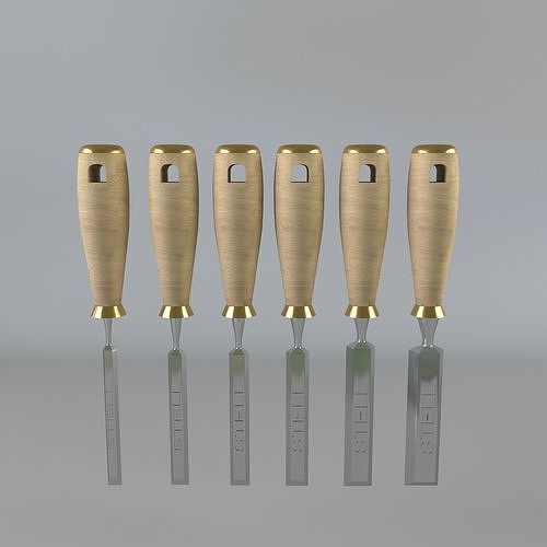 Chisel five wooden screwdrivers 3D model | CGTrader