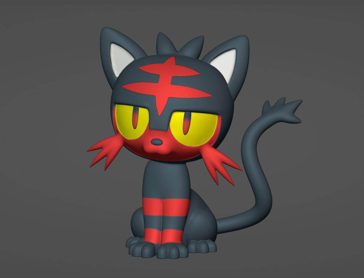 Litten - 3D print pokemon cat with eyes 3D model 3D printable | CGTrader