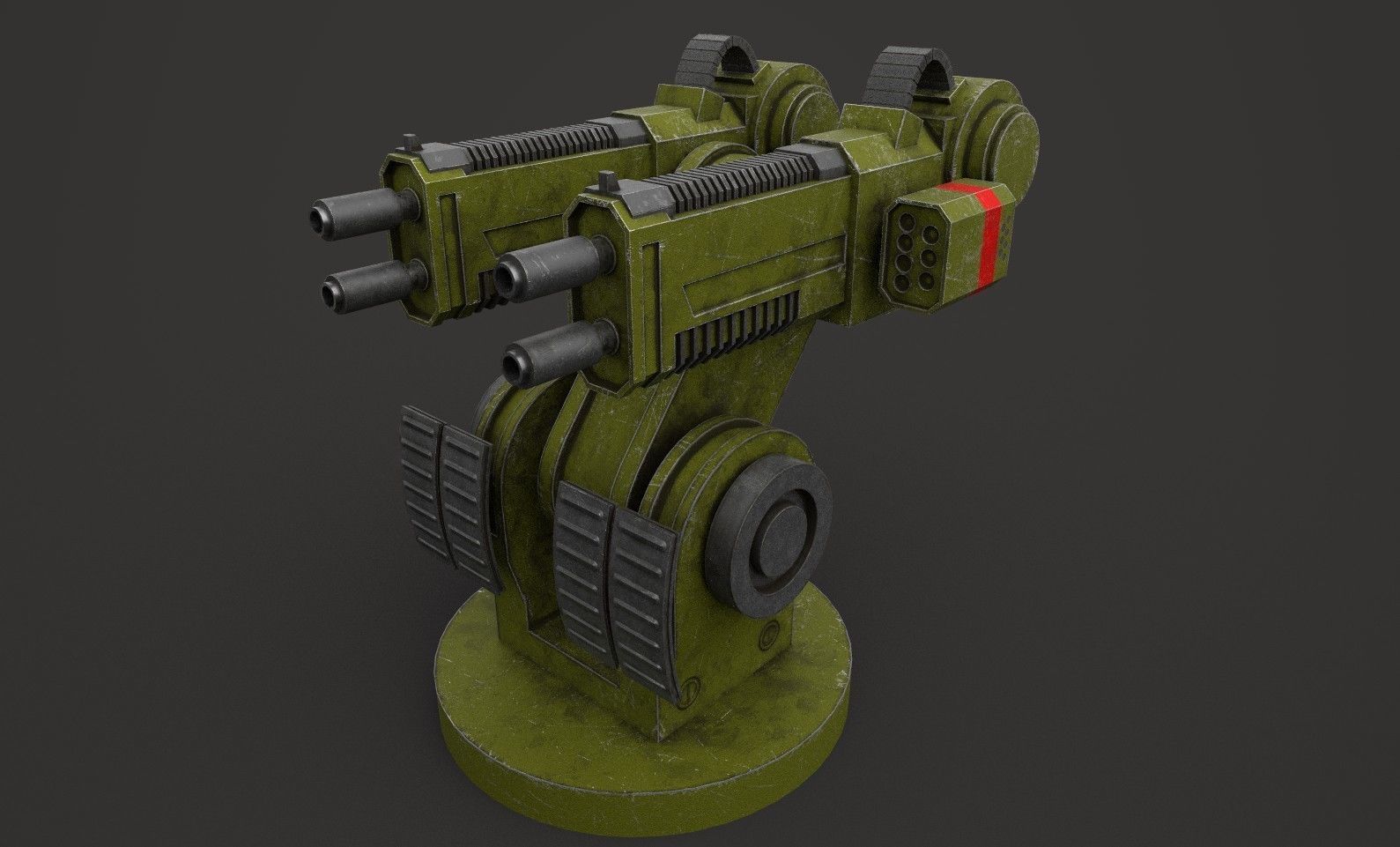 3D model Turret Gun Low Poly PBR Machine Gun VR / AR / low-poly | CGTrader
