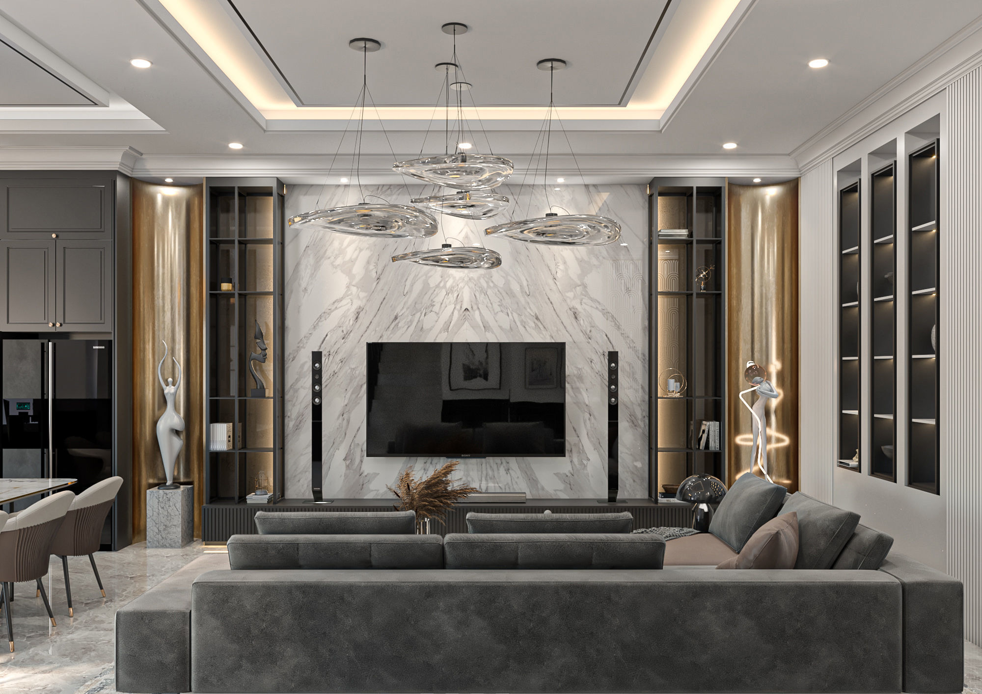 Modern Neo Classic Foyer Living Kitchen new 3D model animated | CGTrader