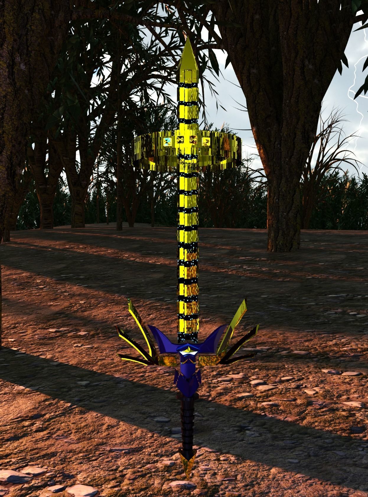 Technoblade sword free 3D model rigged | CGTrader