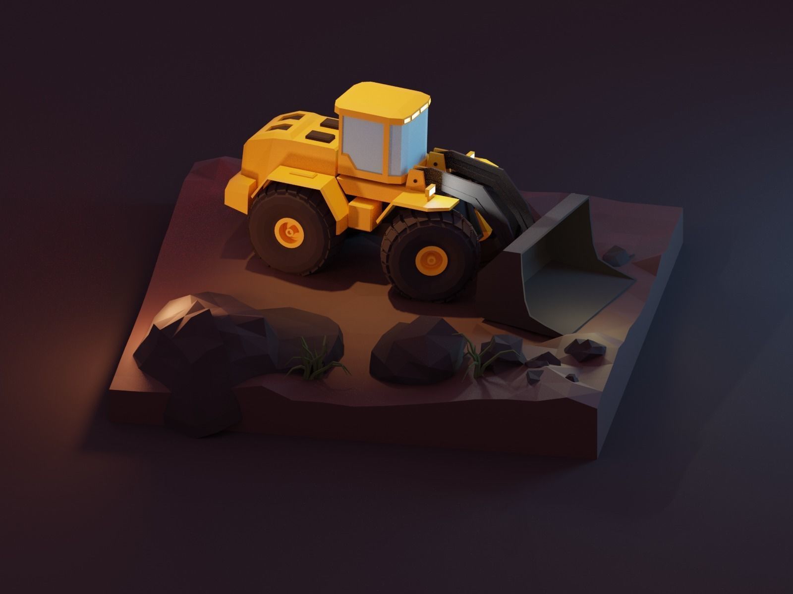 Cartoon construction loader 3D model | CGTrader