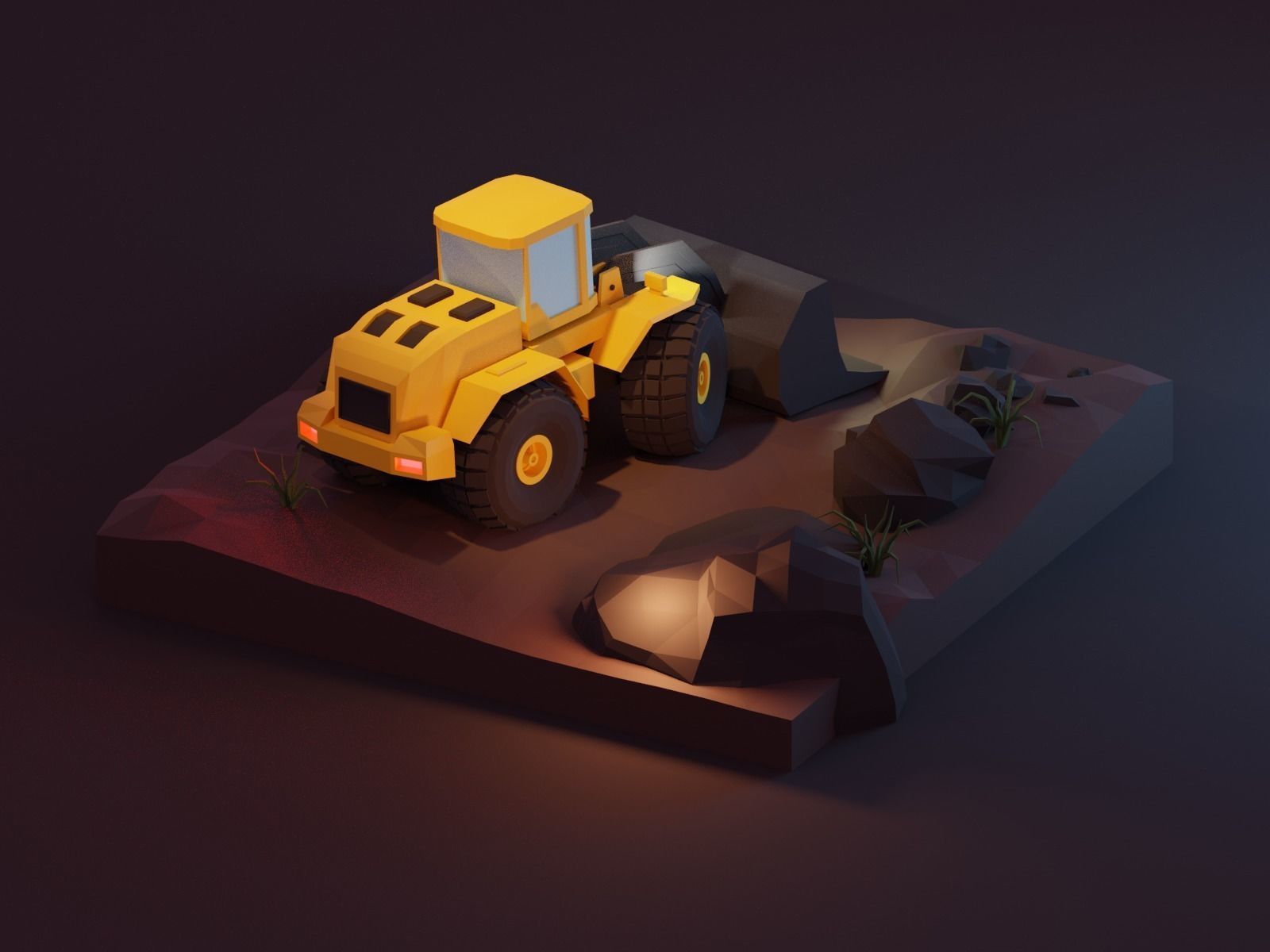 Cartoon construction loader 3D model | CGTrader