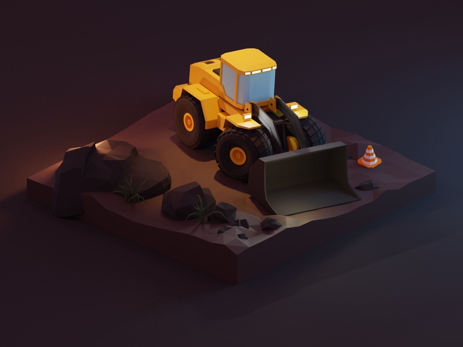 Cartoon construction loader 3D model | CGTrader