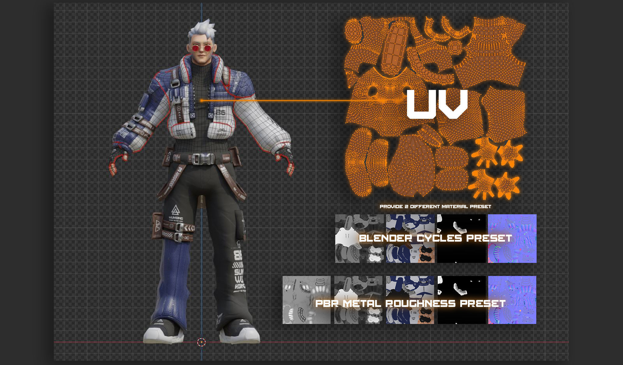 3D model SUN WUKONG THE MONKEY KING - Cyberpunk Version VR / AR / low ...