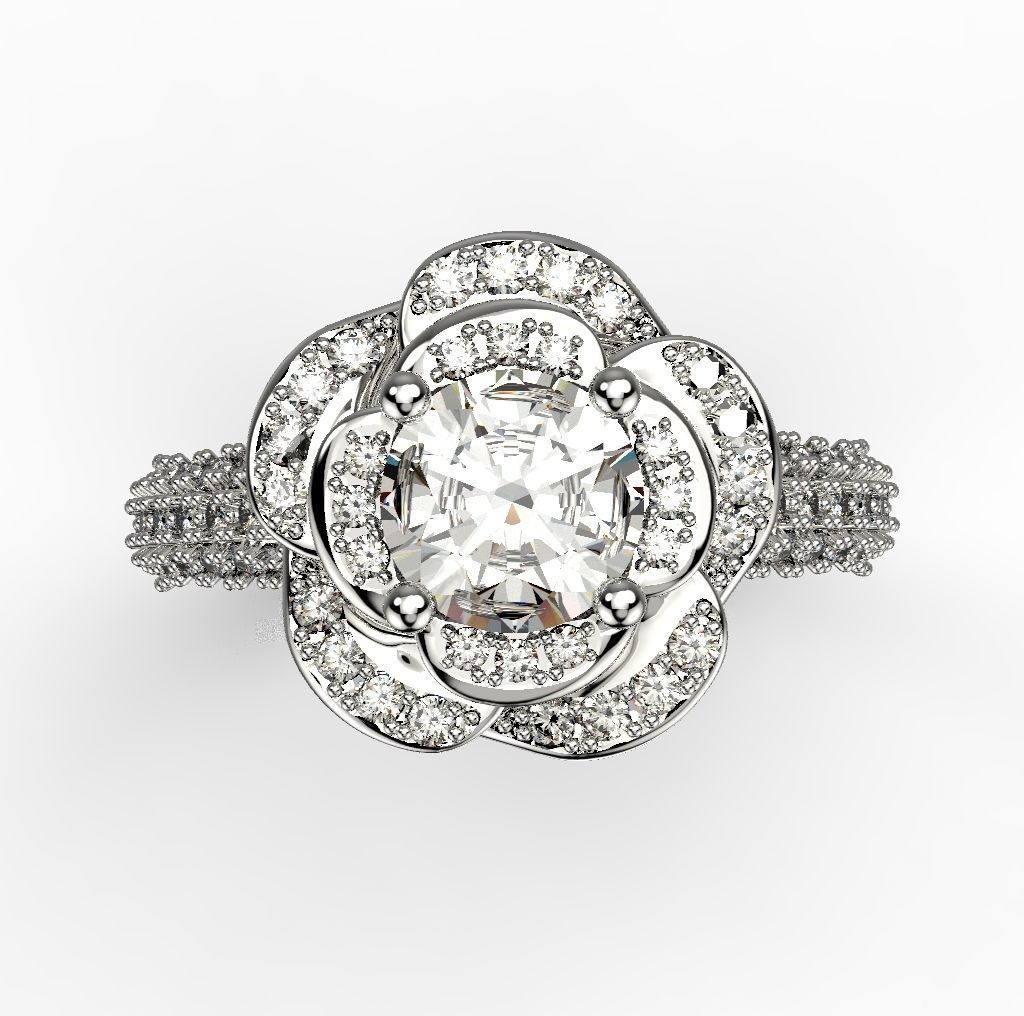 ROSE FLOWER CUTE RING ENGAGEMENT GOLD LOVELY 3D model 3D printable ...