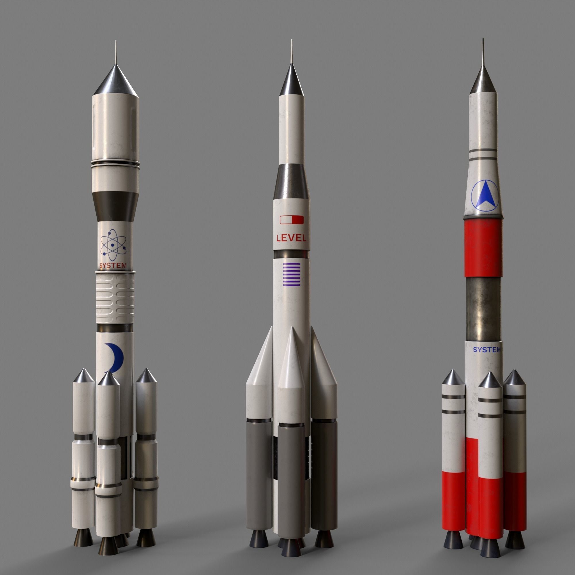 3D model Simple model of a space rocket of three types VR / AR / low ...