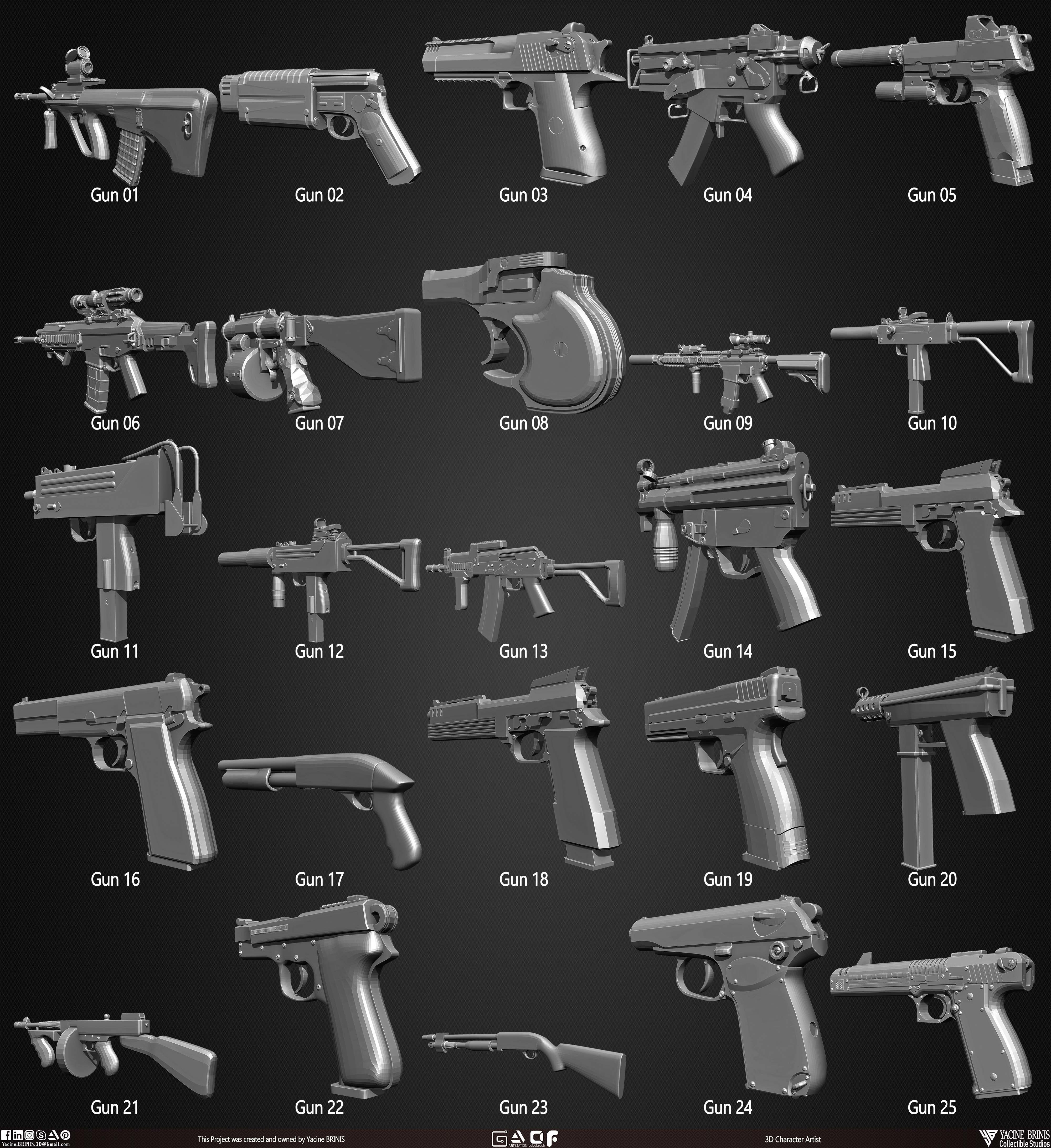 3D model 25 Guns Kitbash Volume 03 VR / AR / low-poly | CGTrader