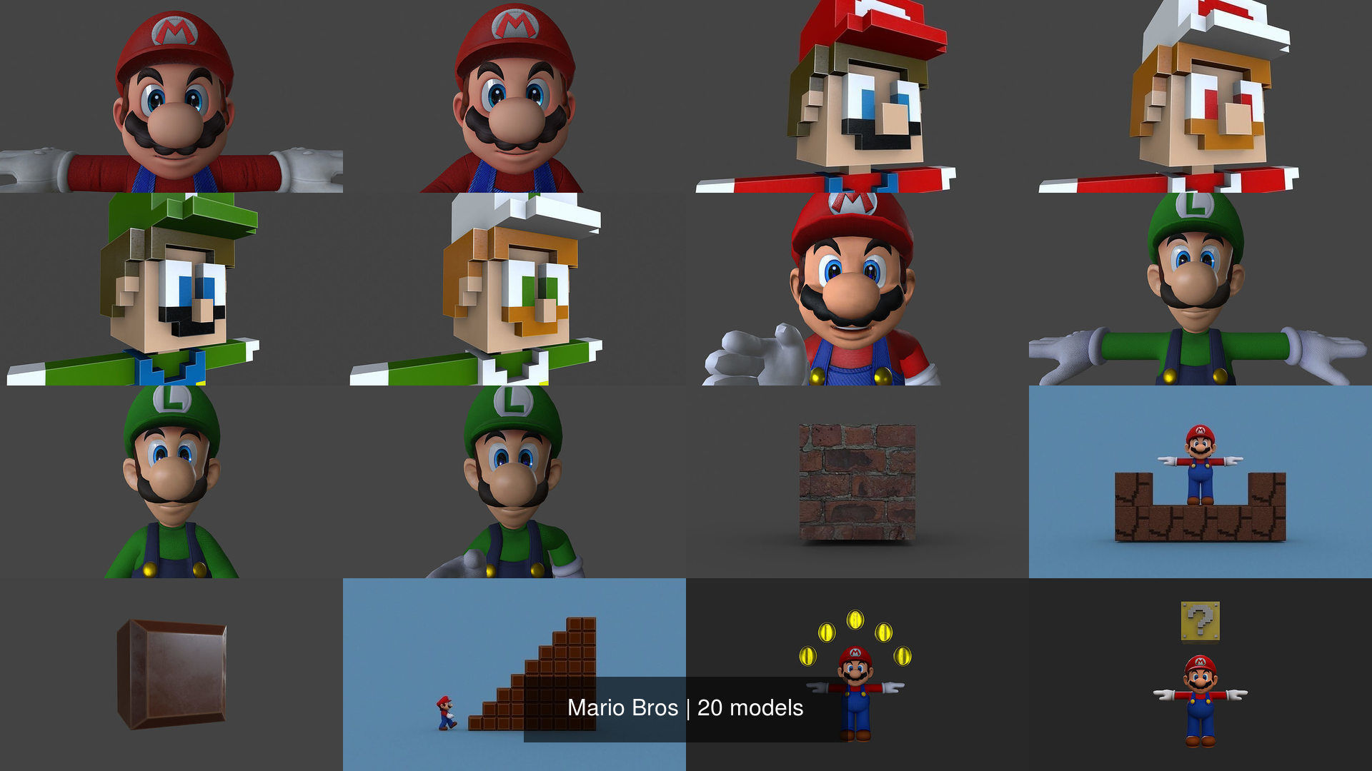 3D Model Collection Mario Bros VR / AR / low-poly | CGTrader