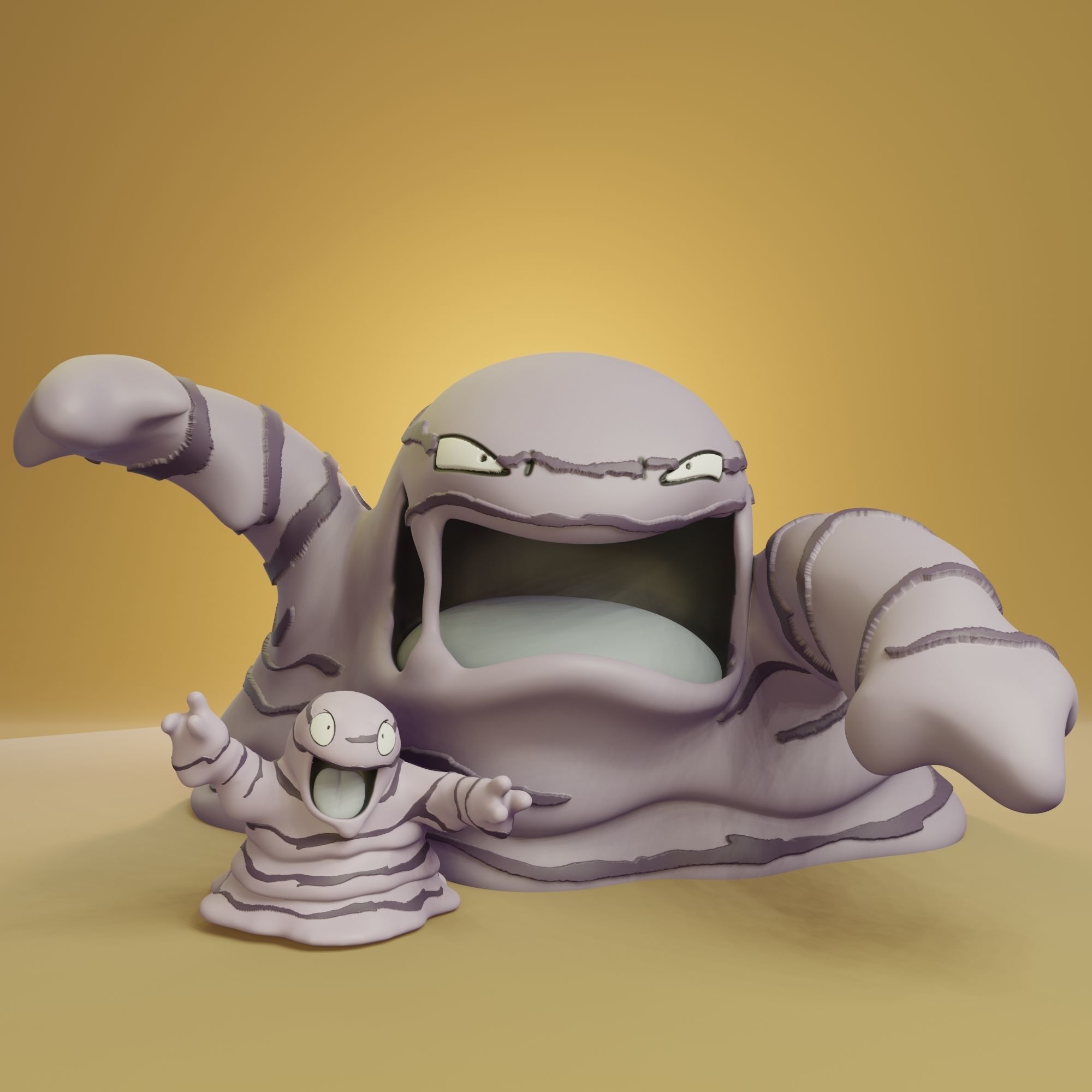 Pokemon - Grimer and Muk with 2 poses 3D model 3D printable | CGTrader