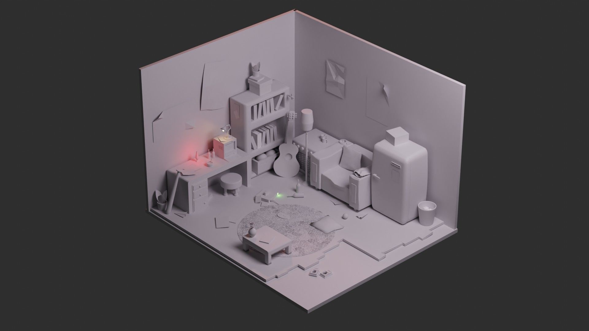 3D model Retro 80s Kids room blender VR / AR / low-poly | CGTrader