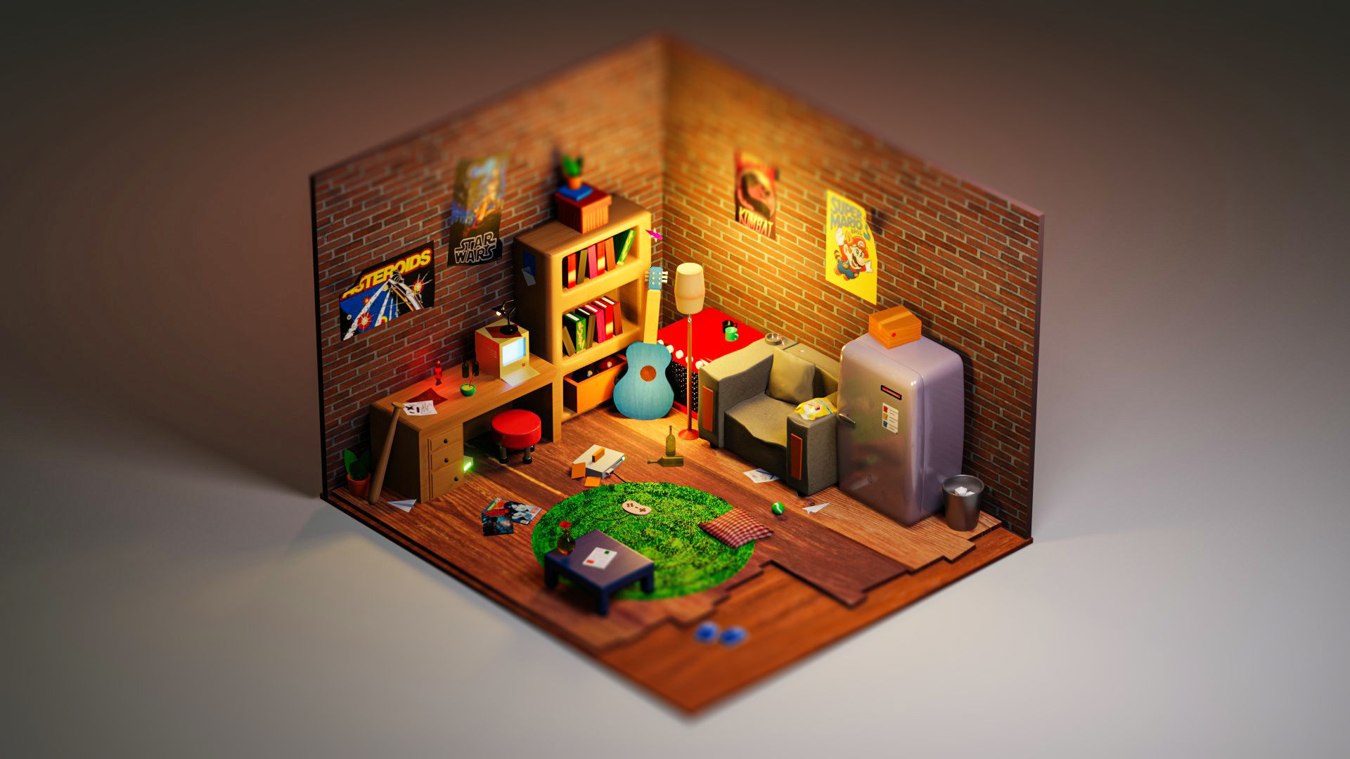 3D model Retro 80s Kids room blender VR / AR / low-poly | CGTrader