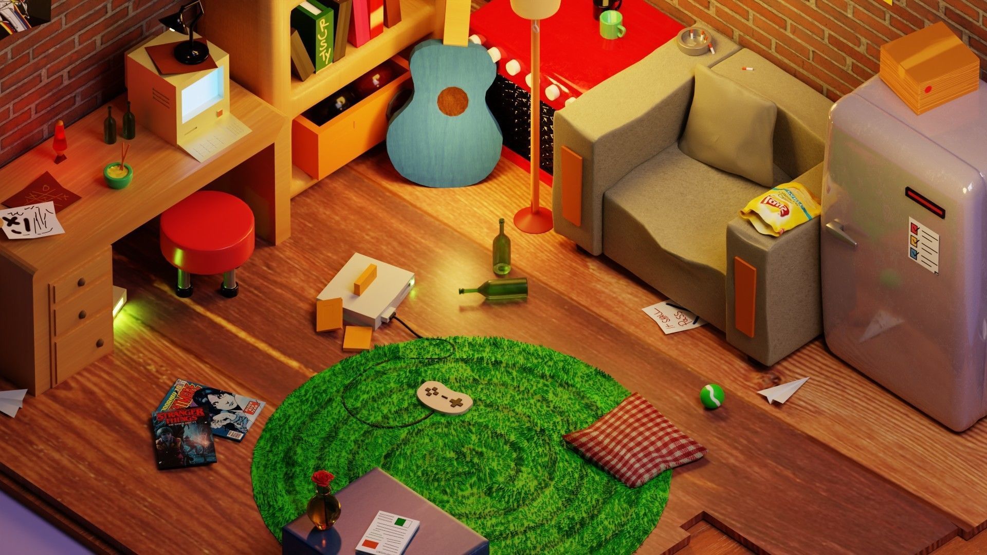 3D model Retro 80s Kids room blender VR / AR / low-poly | CGTrader